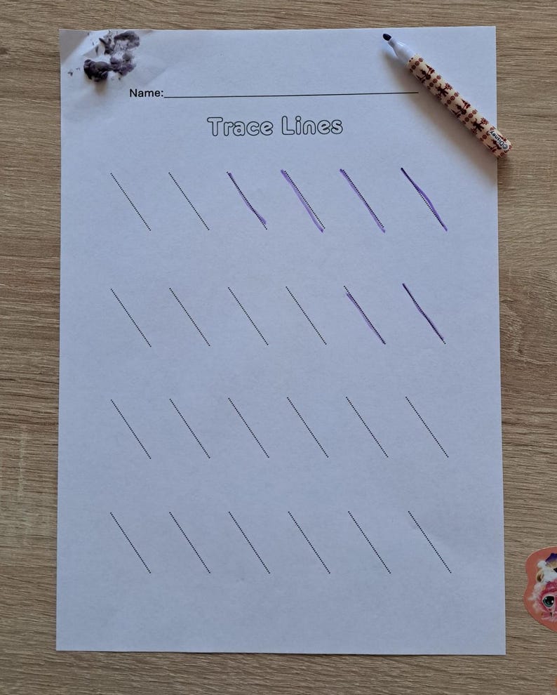 24 Printable Beginning Tracing, Trace the Lines Worksheets for Kids ...
