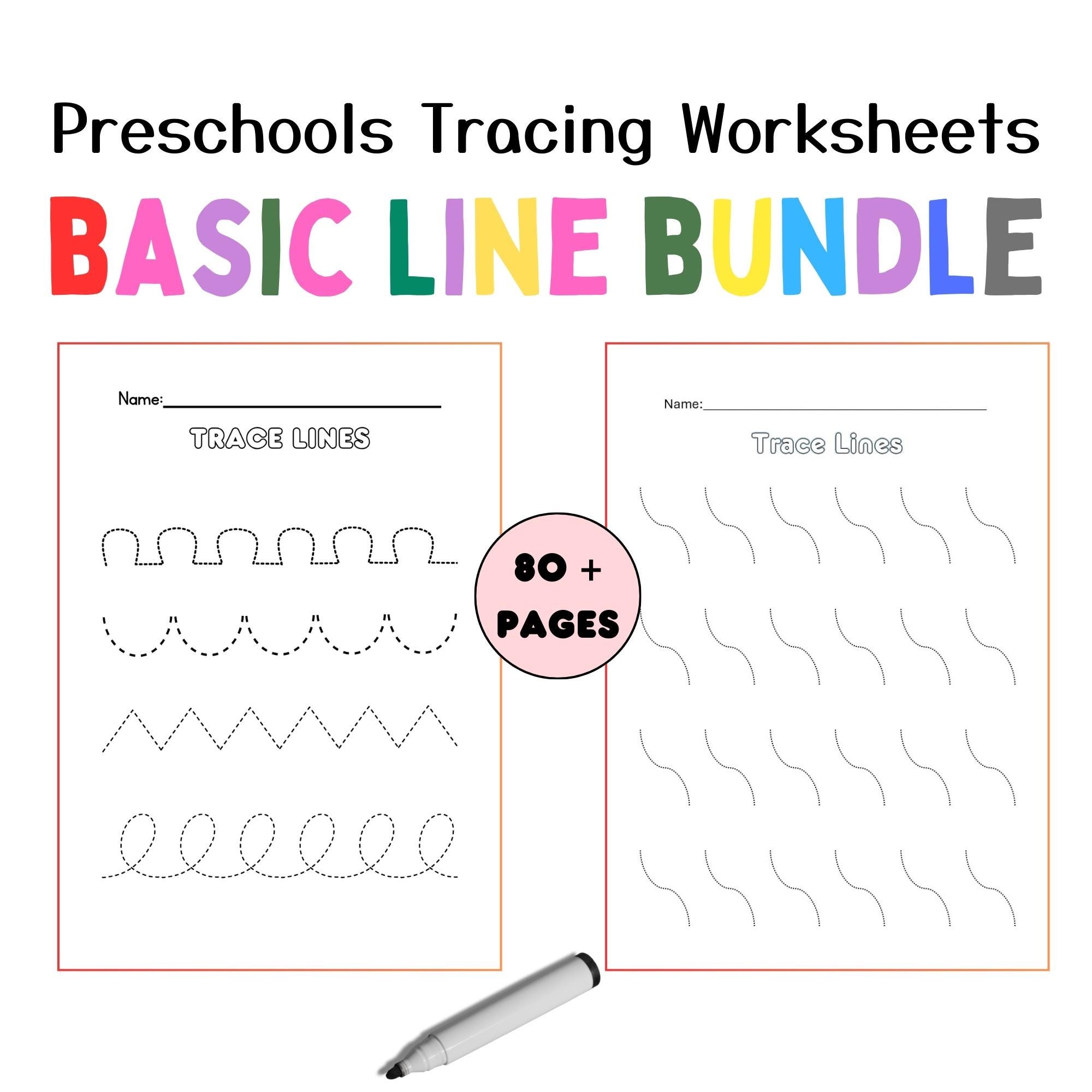 80 Preschool Line Tracing Worksheets Bundle, Line Trace Printable ...
