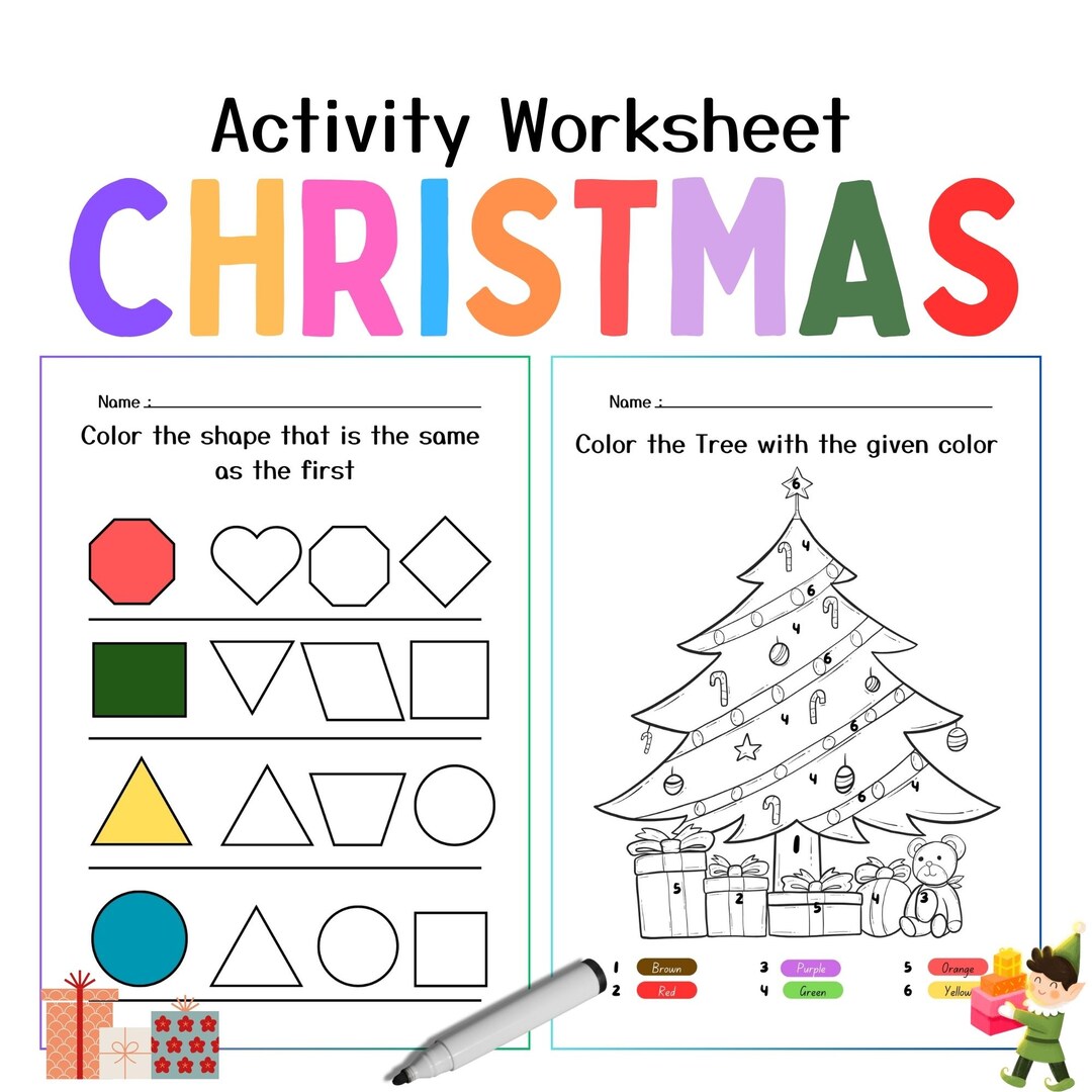 10 Pages Christmas Activity Worksheets Printable Christmas Preschool ...