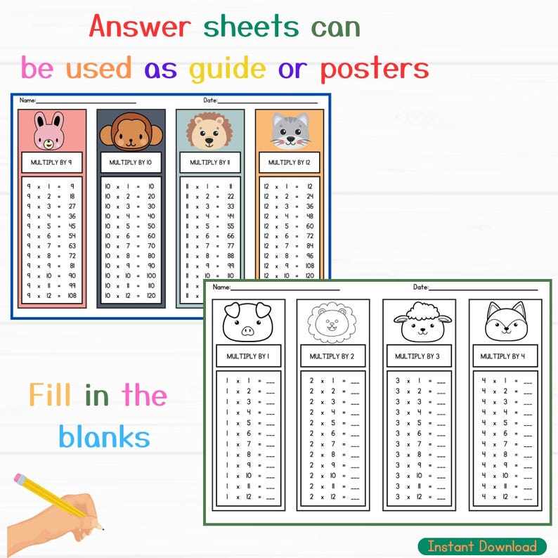 Multiplication Worksheets – Times Table Math Drills 1-12 (printable PDF ...