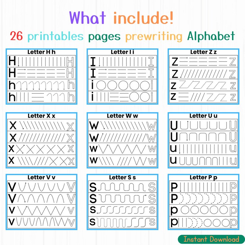 Alphabet Tracing Worksheets: Fine Motor Skills, Preschool Prewriting ...