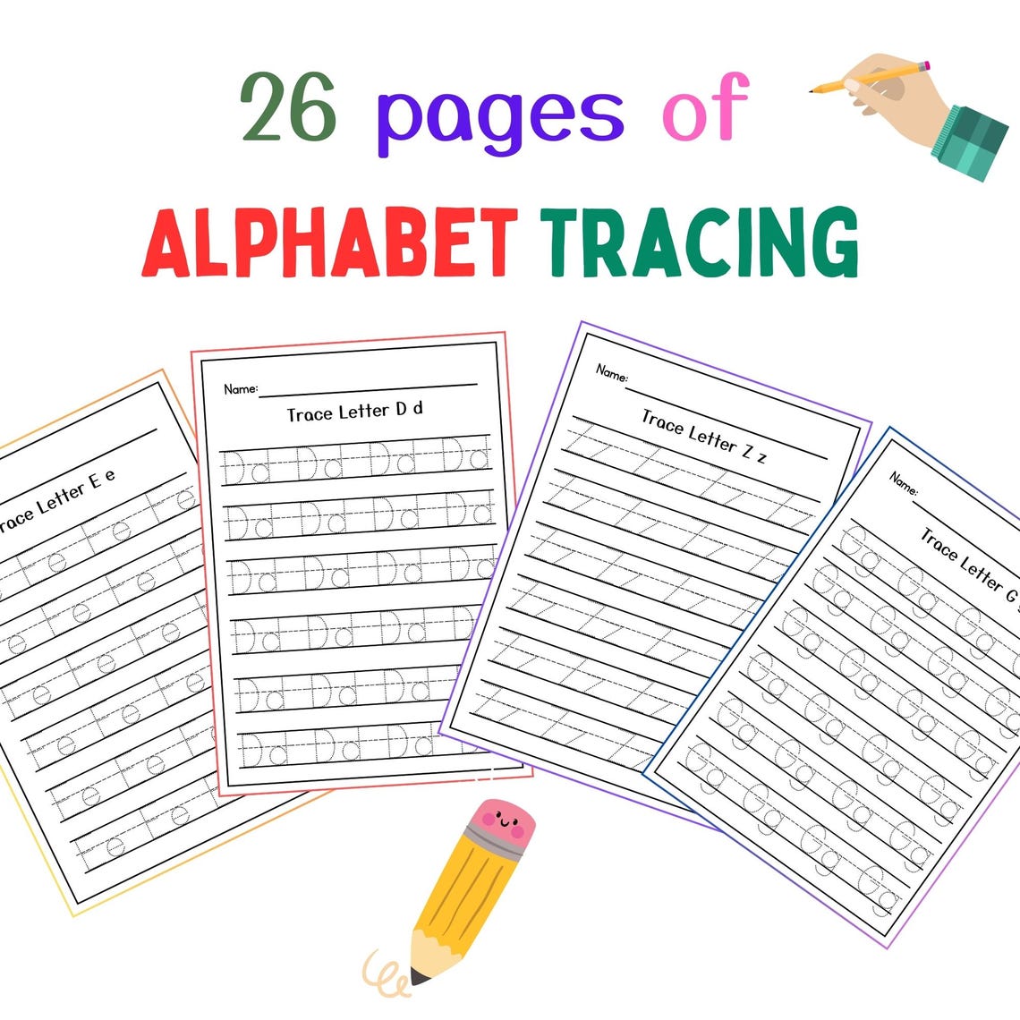 26 Printable Upper Lower Trace the Alphabet Worksheet, Preschool-kdg ...