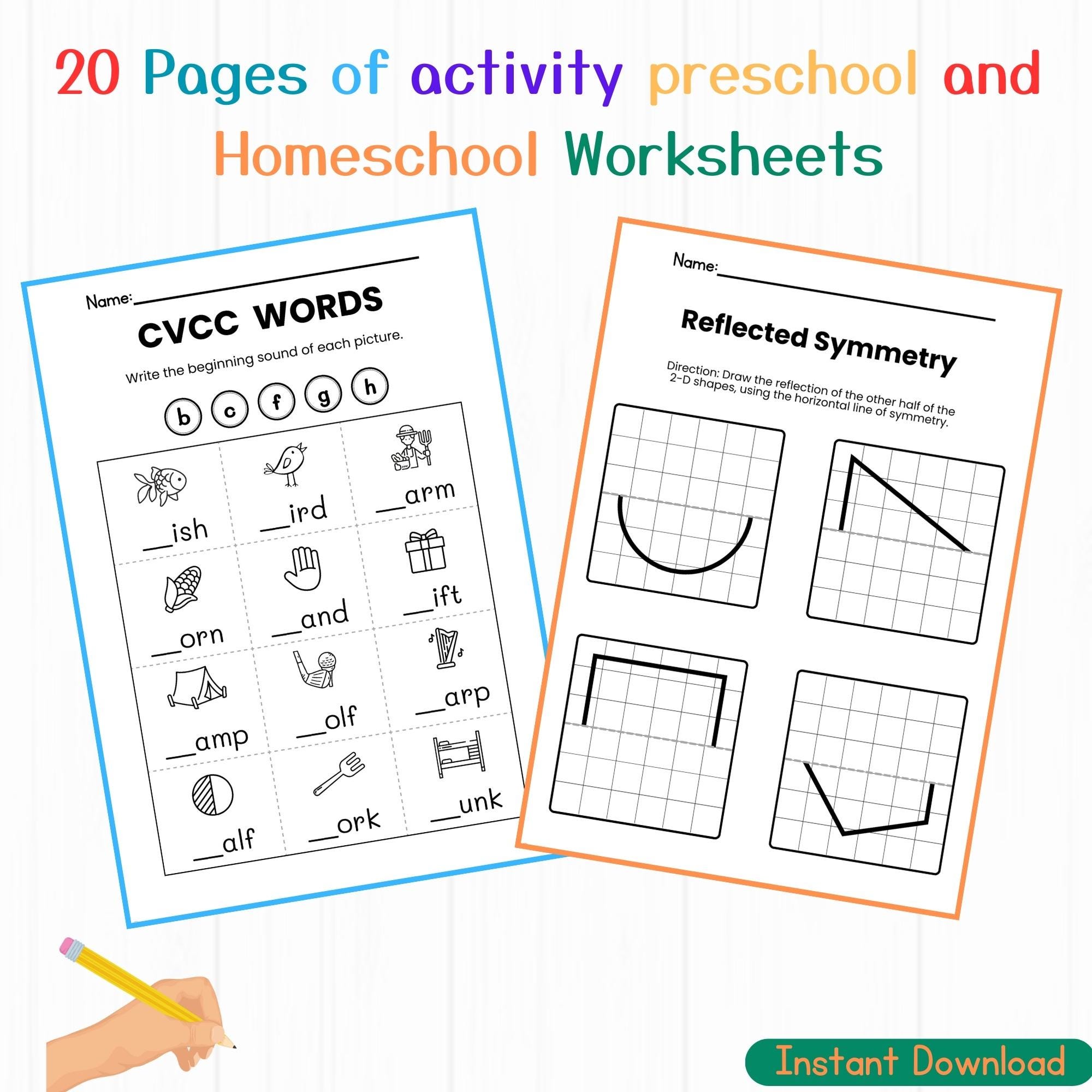 20 Pages Kindergarten Pack, Printable, Math, Alphabet, Instant Download ...