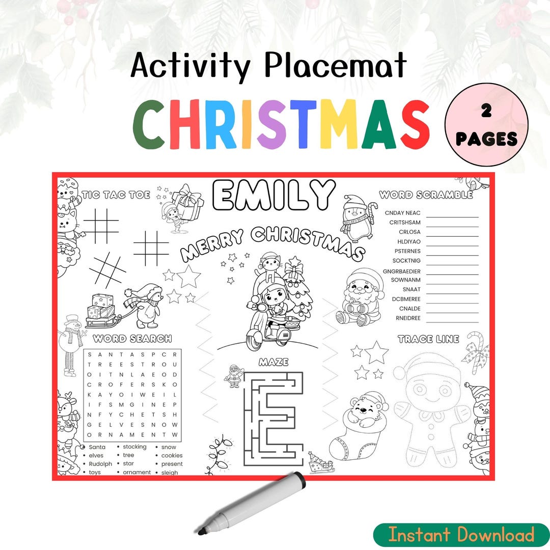Christmas Activity Page for Kids Printable Custom Name Christmas ...