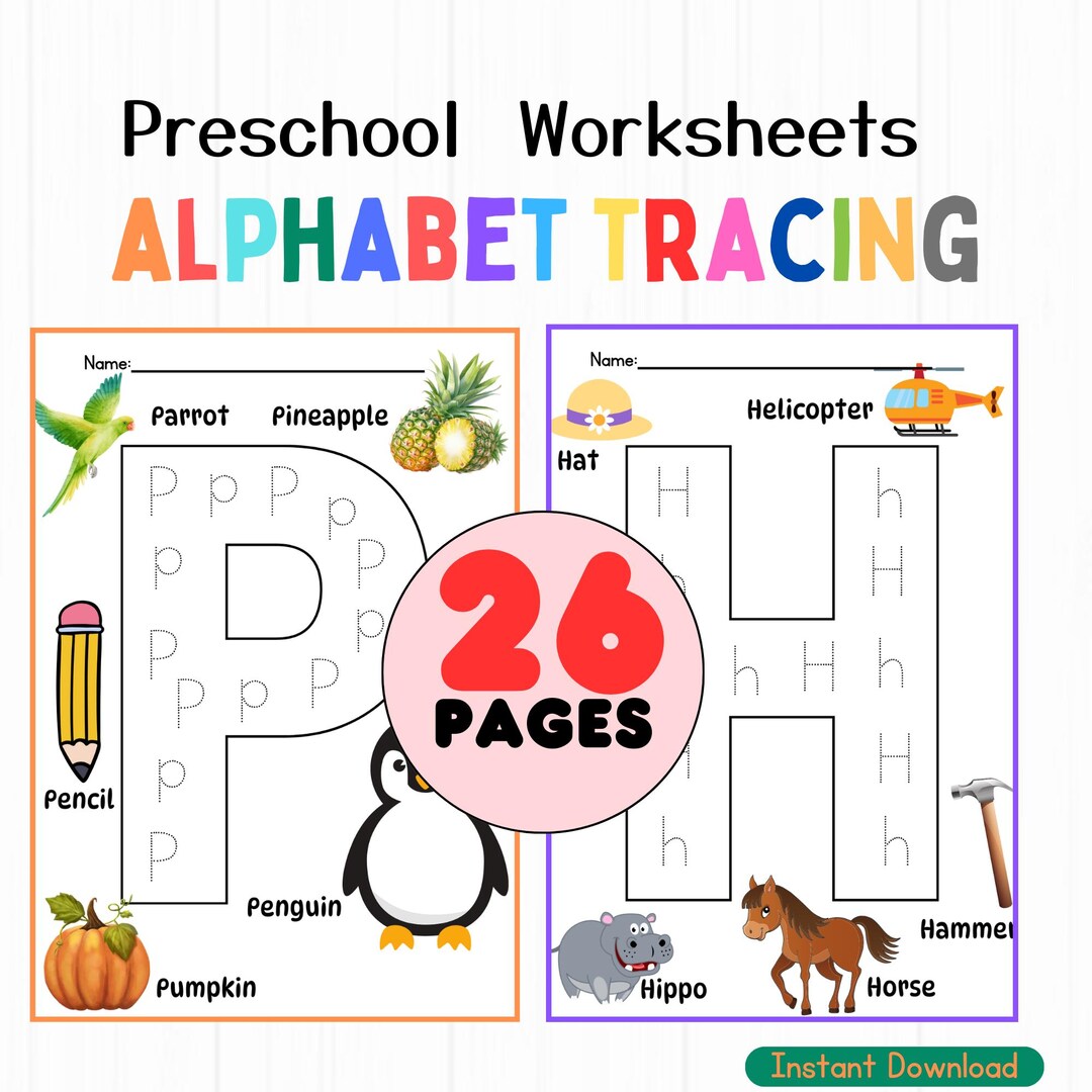 Alphabet Tracing, Abc Handwriting Worksheets, Letter Tracing, Upper and ...