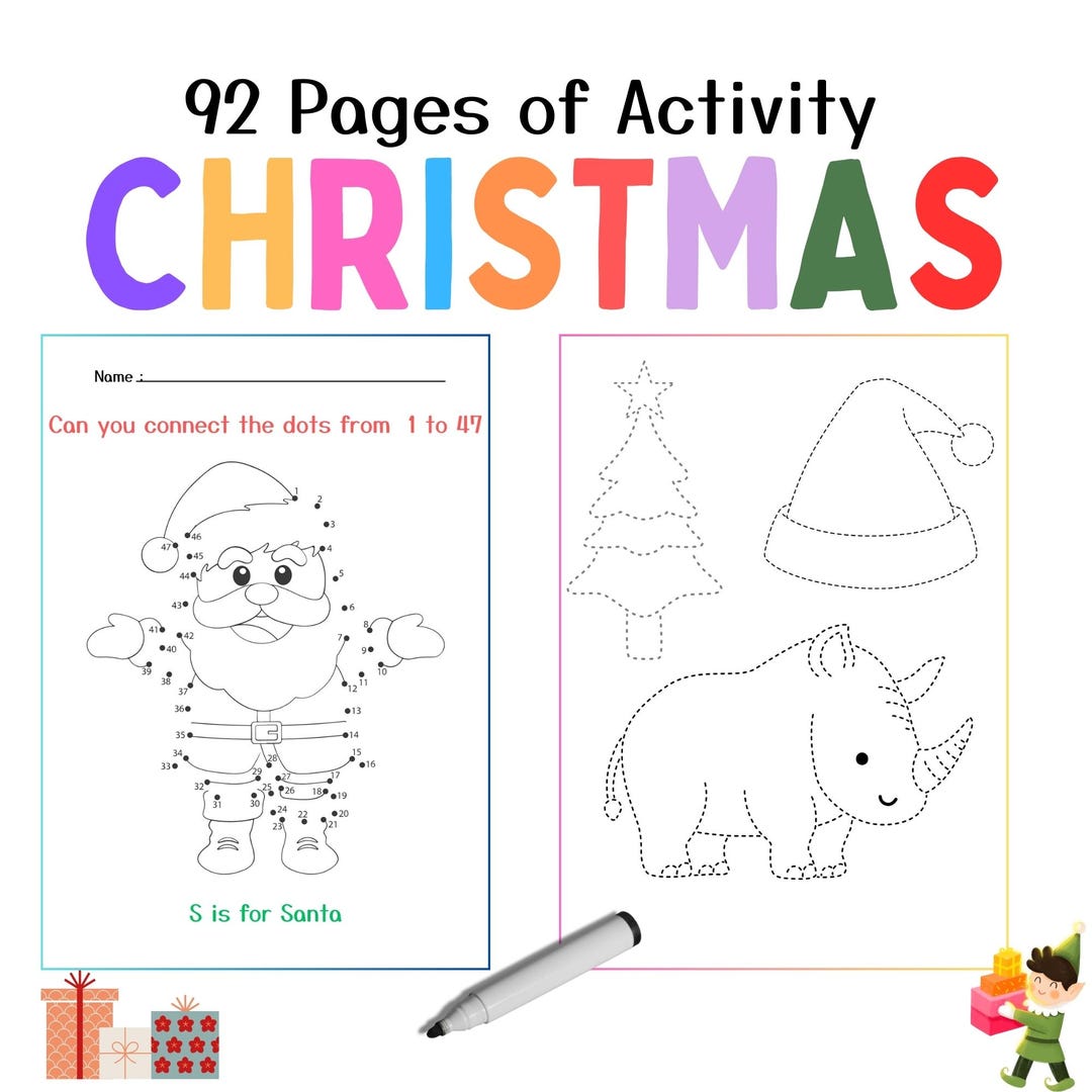 92 Pages Christmas Worksheet Bundle, Kindergarten Worksheets, Preschool ...
