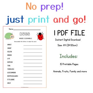 Printable Word Scramble, Word Scramble for Kids, Word Scramble ...