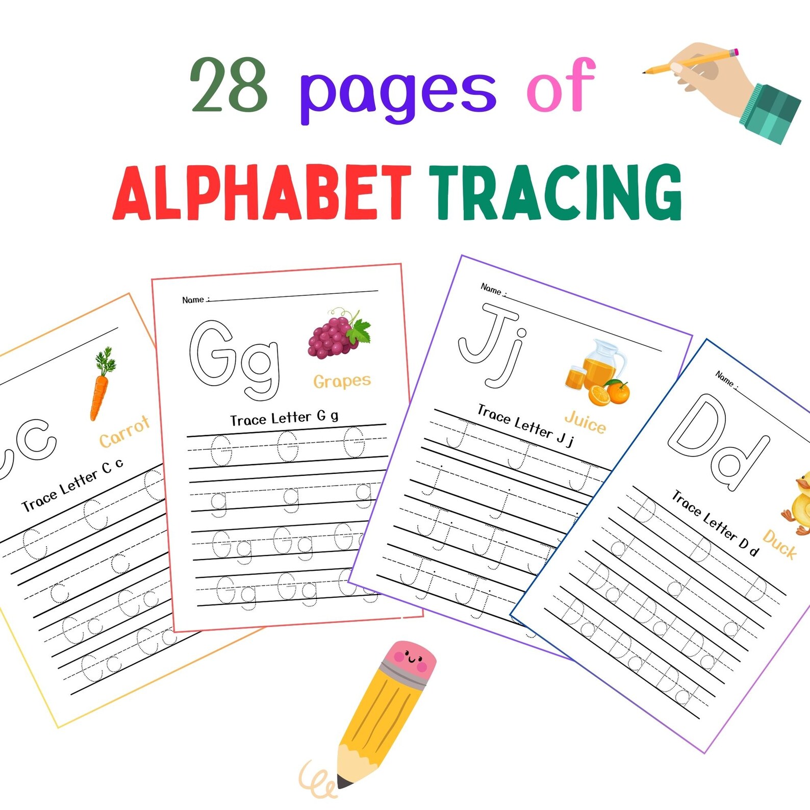Kindergarten Alphabet Tracing Pages Upper and Lower Case Letters ...