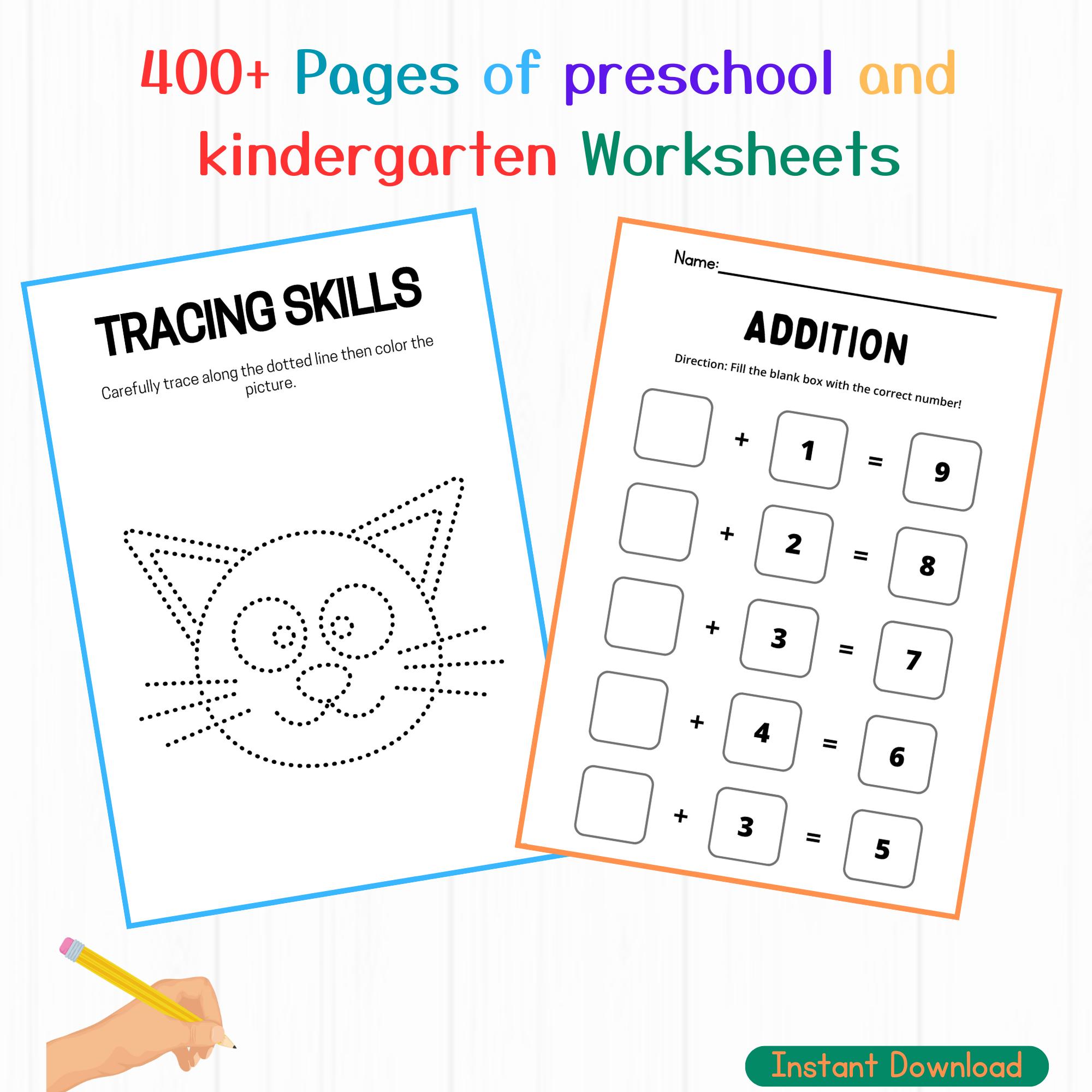 400+ Preschool Kindergarten Learning Worksheets: Alphabet, Math ...