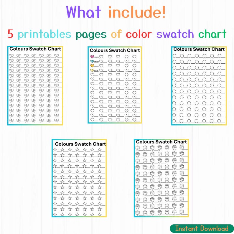 Blank Color Swatch Sheets - Printable Palette Templates, Instant ...