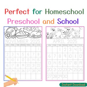 Monthly Calendar Coloring and Traceable Calendar January - December ...