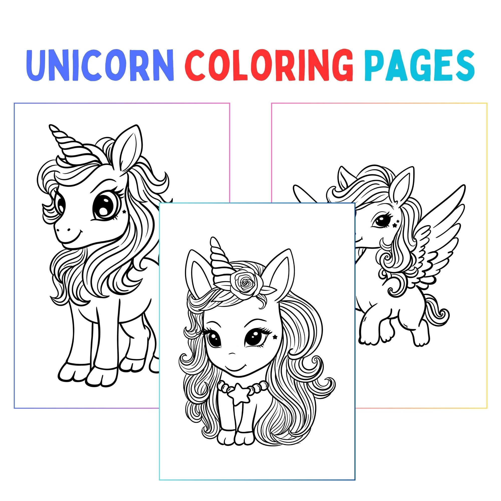 25 Cute Unicorn Coloring Pages for Kids. Kawaii Unicorn Coloring Pages ...