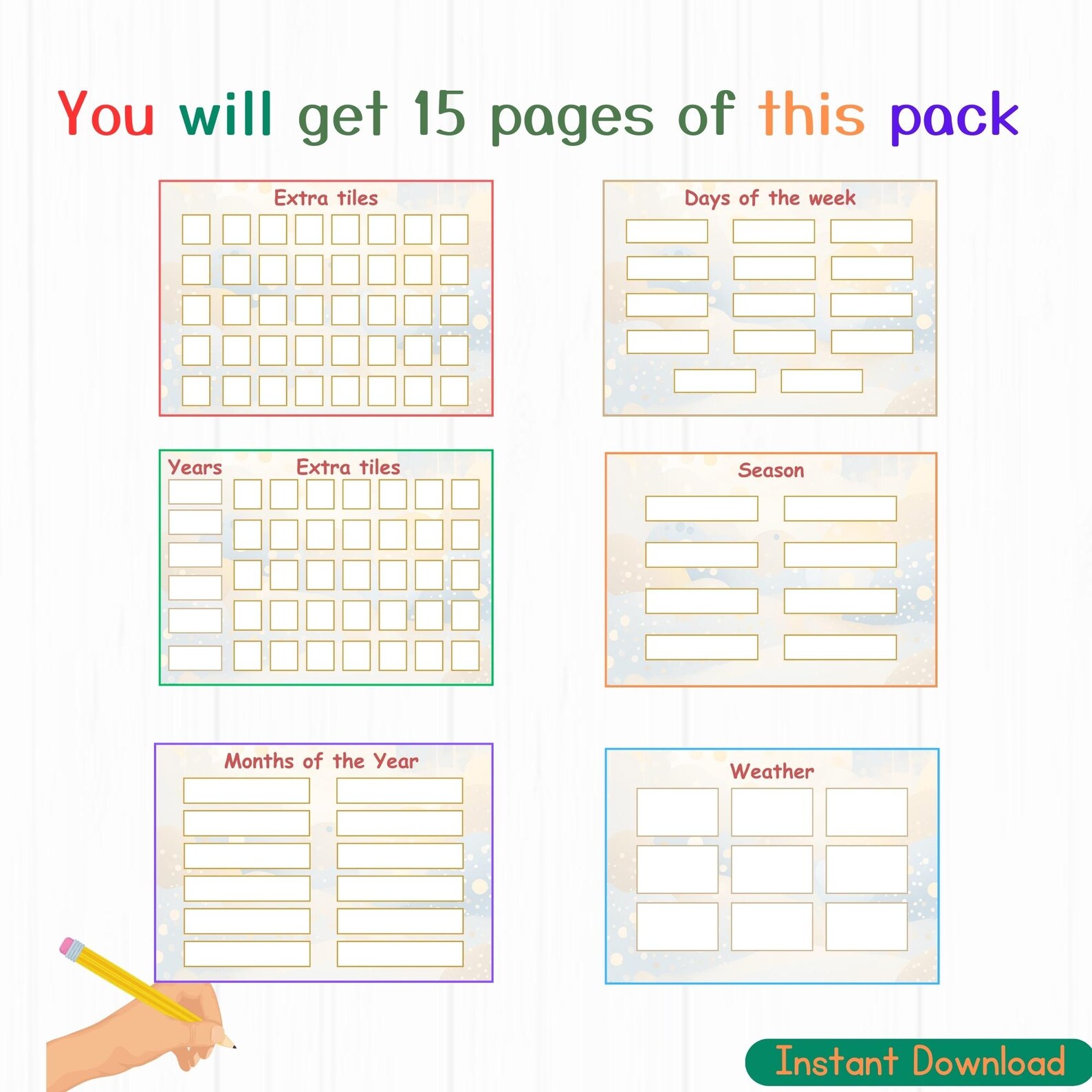 Perpetual Calendar, Kids Calendar Printable Classroom Calendar Board ...