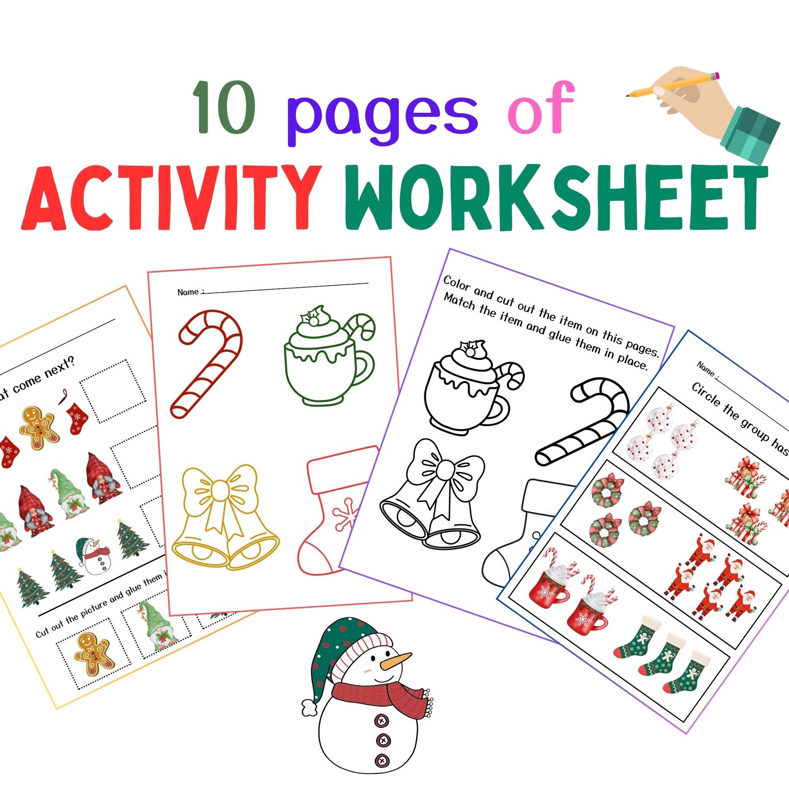 10 Pages Christmas Activity Worksheets Printable Christmas Preschool ...