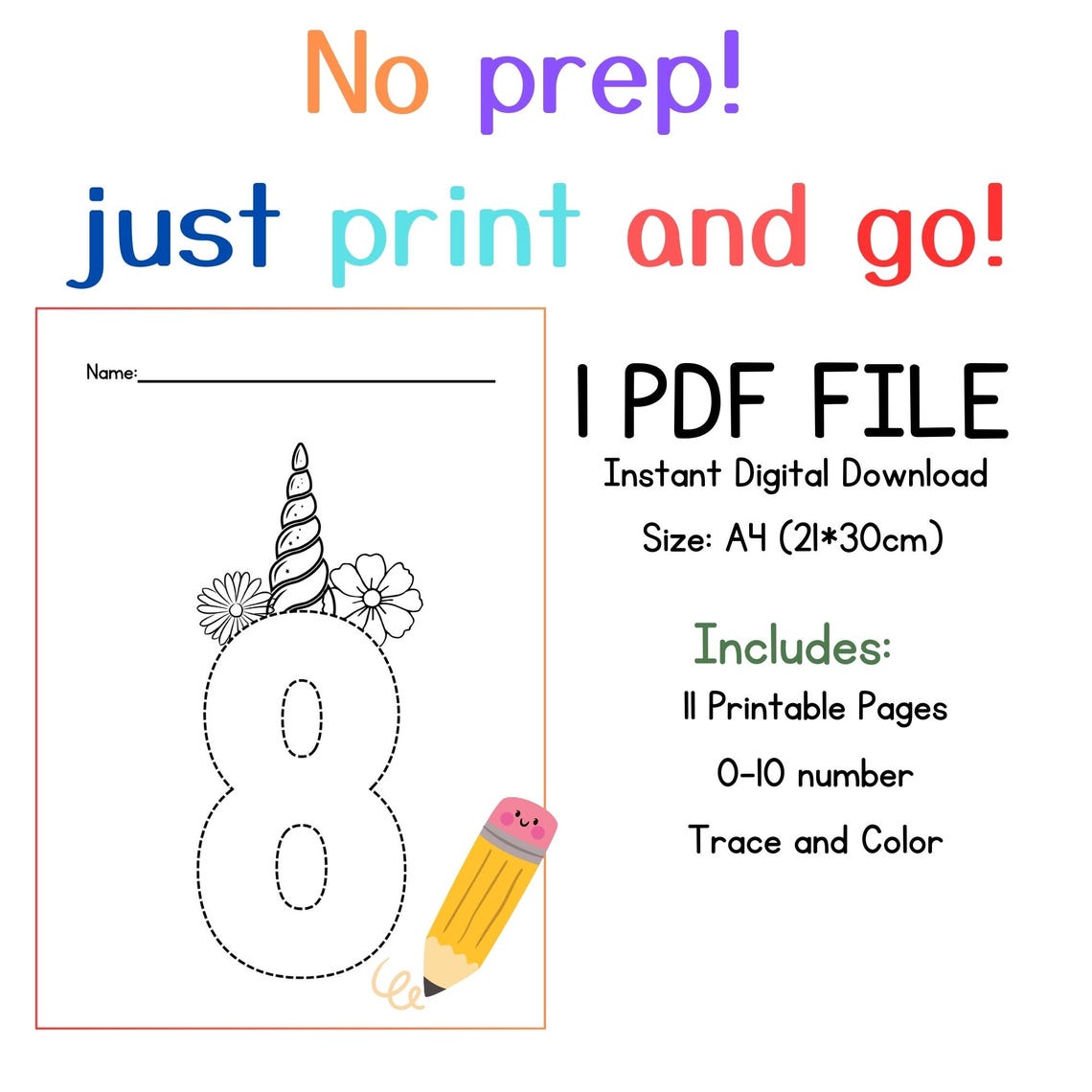 Printable Number Tracing Worksheet 0-10 Pdf, Number Practice Sheets and ...