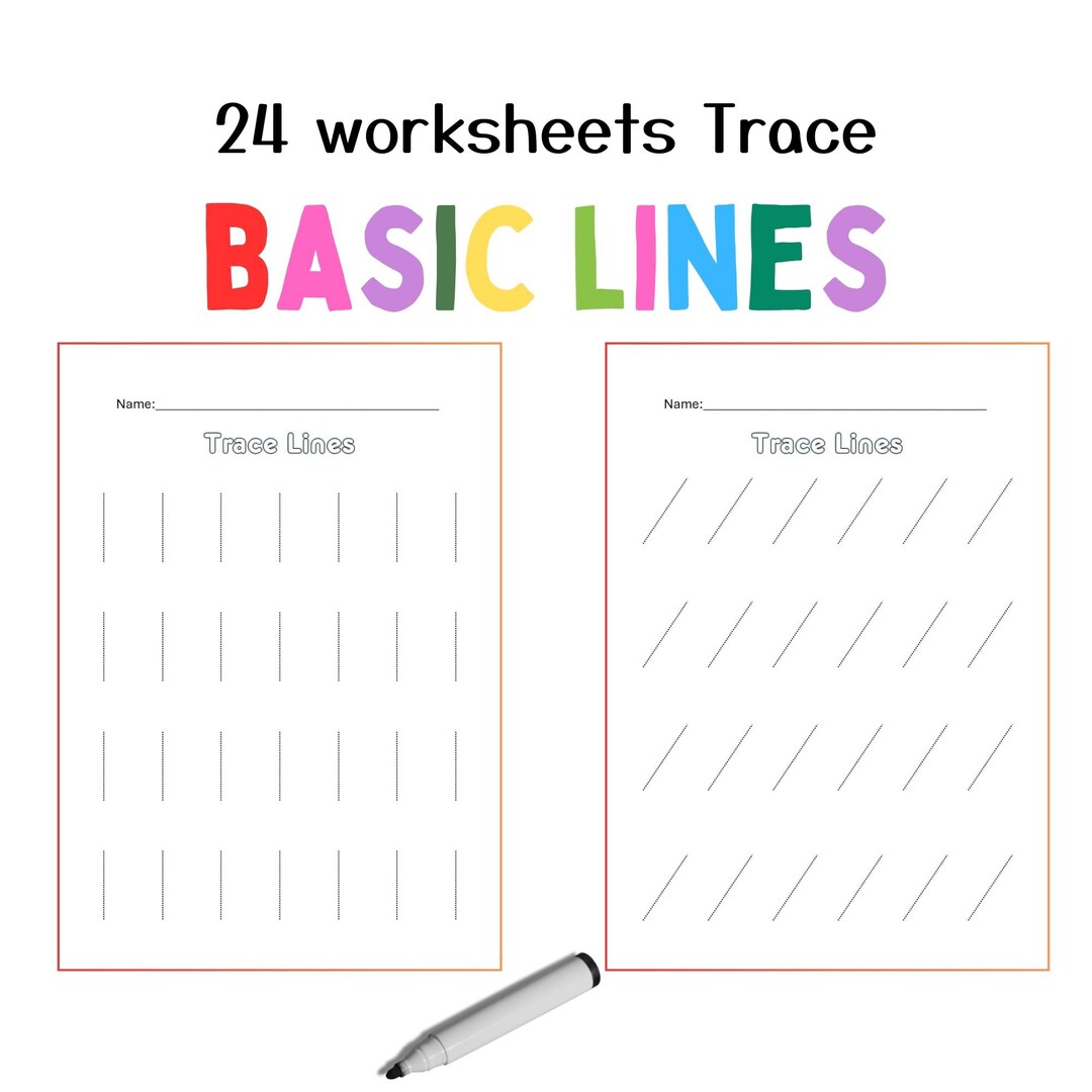 24 Printable Beginning Tracing, Trace the Lines Worksheets for Kids ...