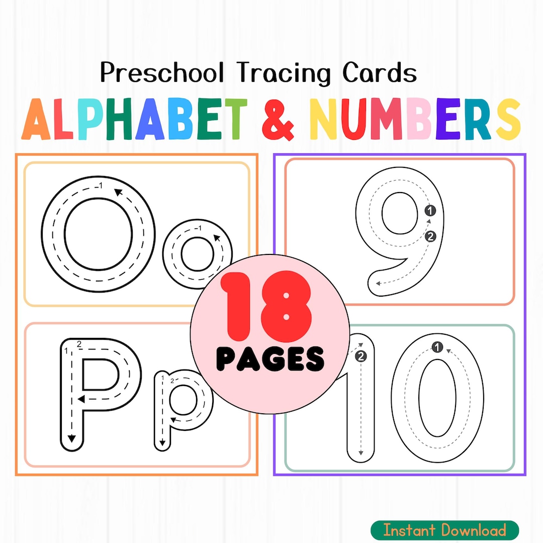 Alphabet & Numbers Tracing Cards: Preschool Printable (PDF) - Etsy UK