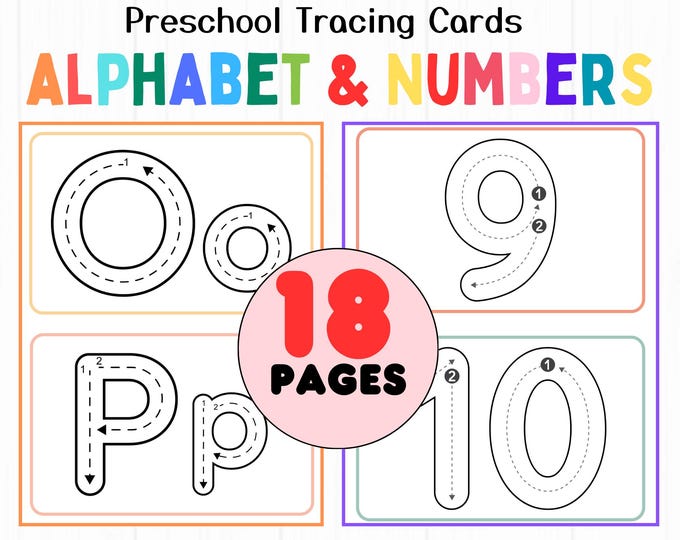 Alphabet & Numbers Tracing Cards: Preschool Printable (PDF) - Etsy