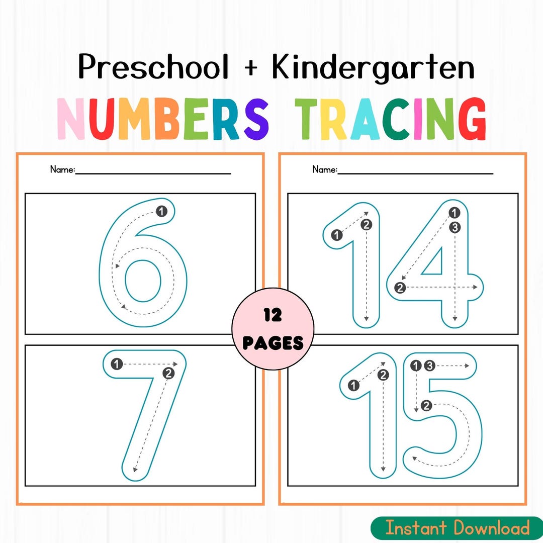20 Number Tracing Worksheets, Traceable Numbers, Preschool Worksheets ...