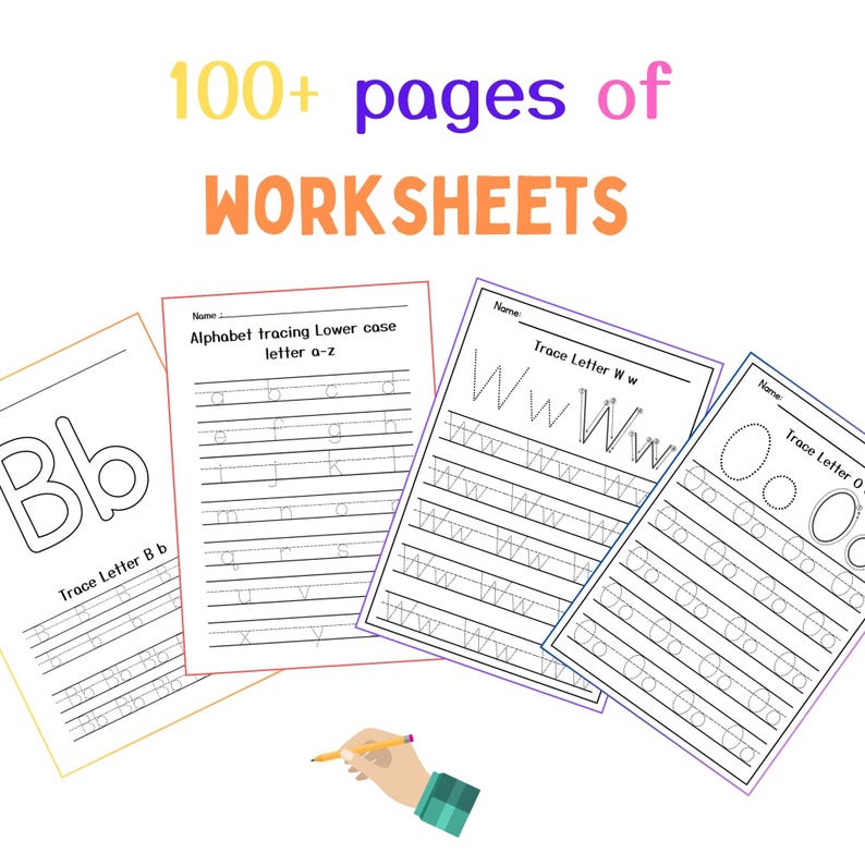 100 alphabet Worksheets Printable Tracing Coloring Homeschool Teacher ...