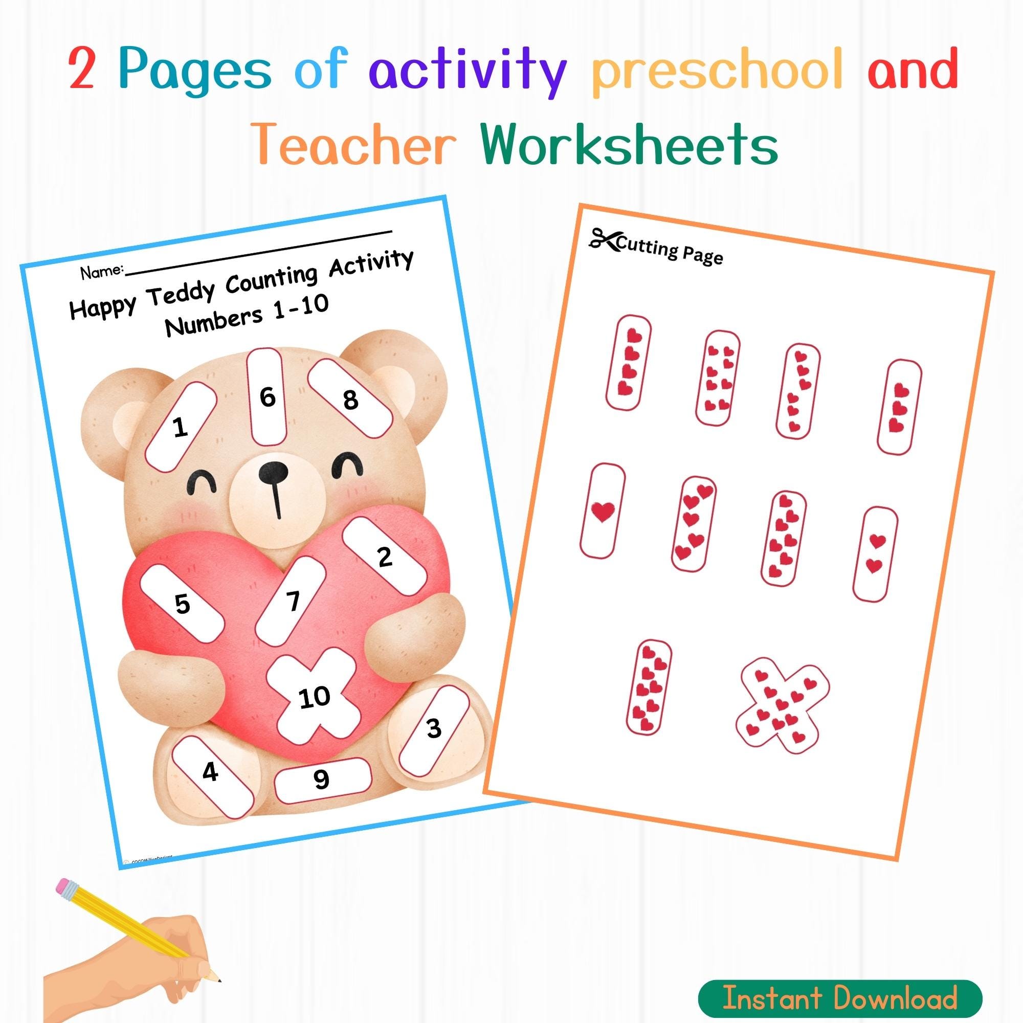 Happy Teddy Counting Printable Activity, Dramatic Play, February, Teddy ...