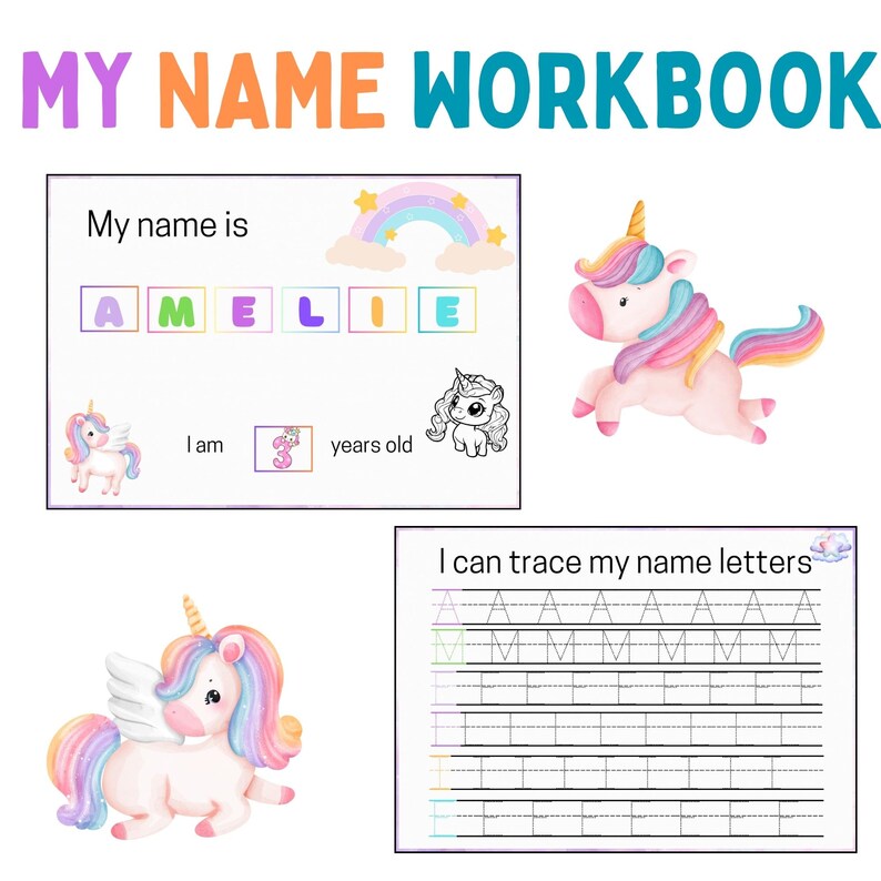 10 Pages Printable Name Workbook, Personalized Name Tracing and Writing ...