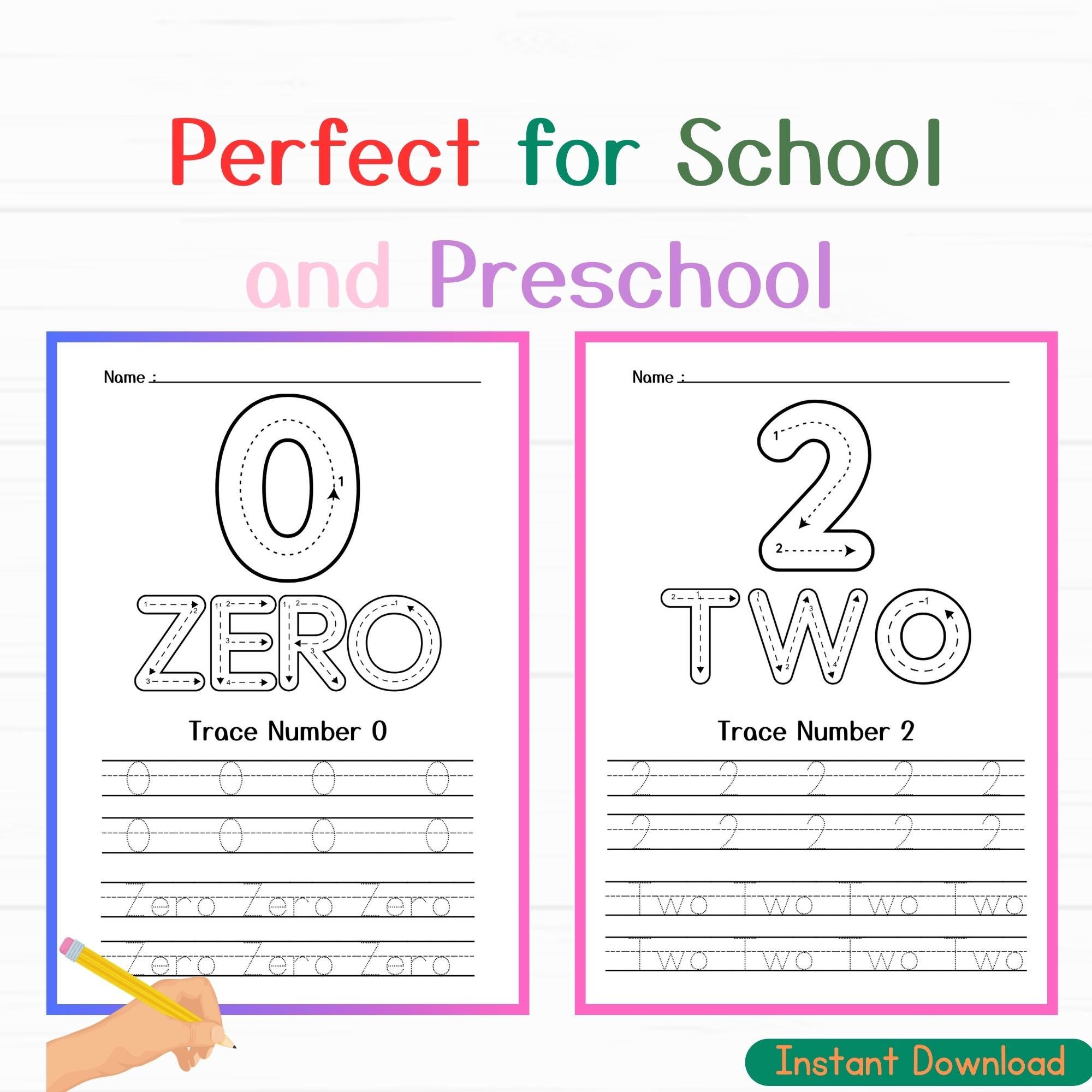 Preschool Numbers Tracing Worksheet, Handwriting Practice (PDF) - Etsy