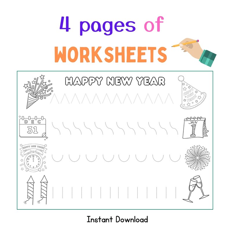 New Year's Eve Activity Page for Kids Printable Custom New Year ...