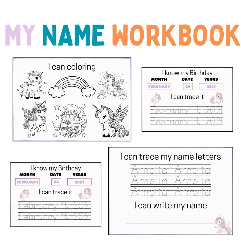10 Pages Printable Name Workbook, Personalized Name Tracing and Writing ...