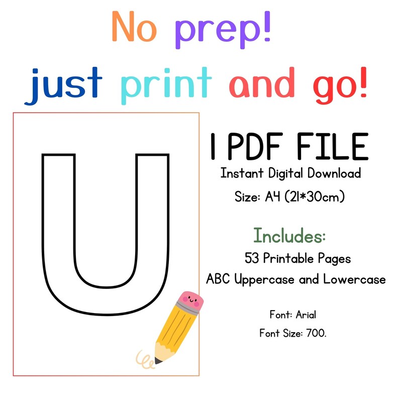 Arial Font Alphabet Worksheets: ABC Uppercase and Lowercase (PDF ...