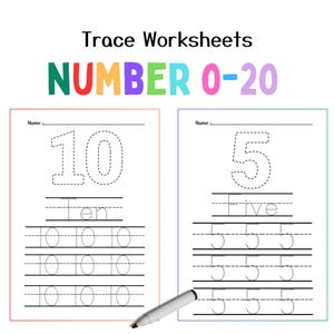 20 Number Tracing Worksheets, Traceable Numbers, Preschool Worksheets ...