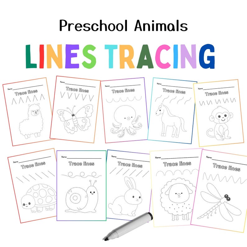 20 Preschool Line Tracing Worksheets, Line Trace Page Printable ...