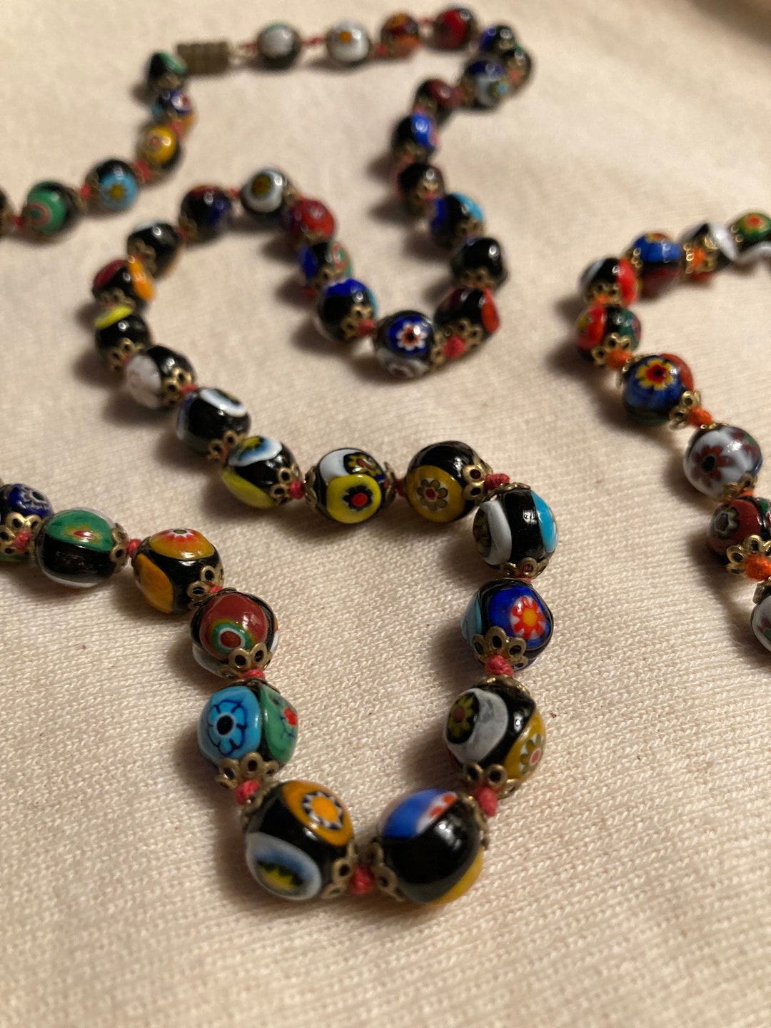 Vintage 1930’s Murano, Millefiori Glass Bead Necklace and Bracelet - Etsy