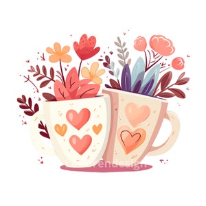 Cute Valentine Coffee Watercolor Clipart, Valentine's Day Graphics ...