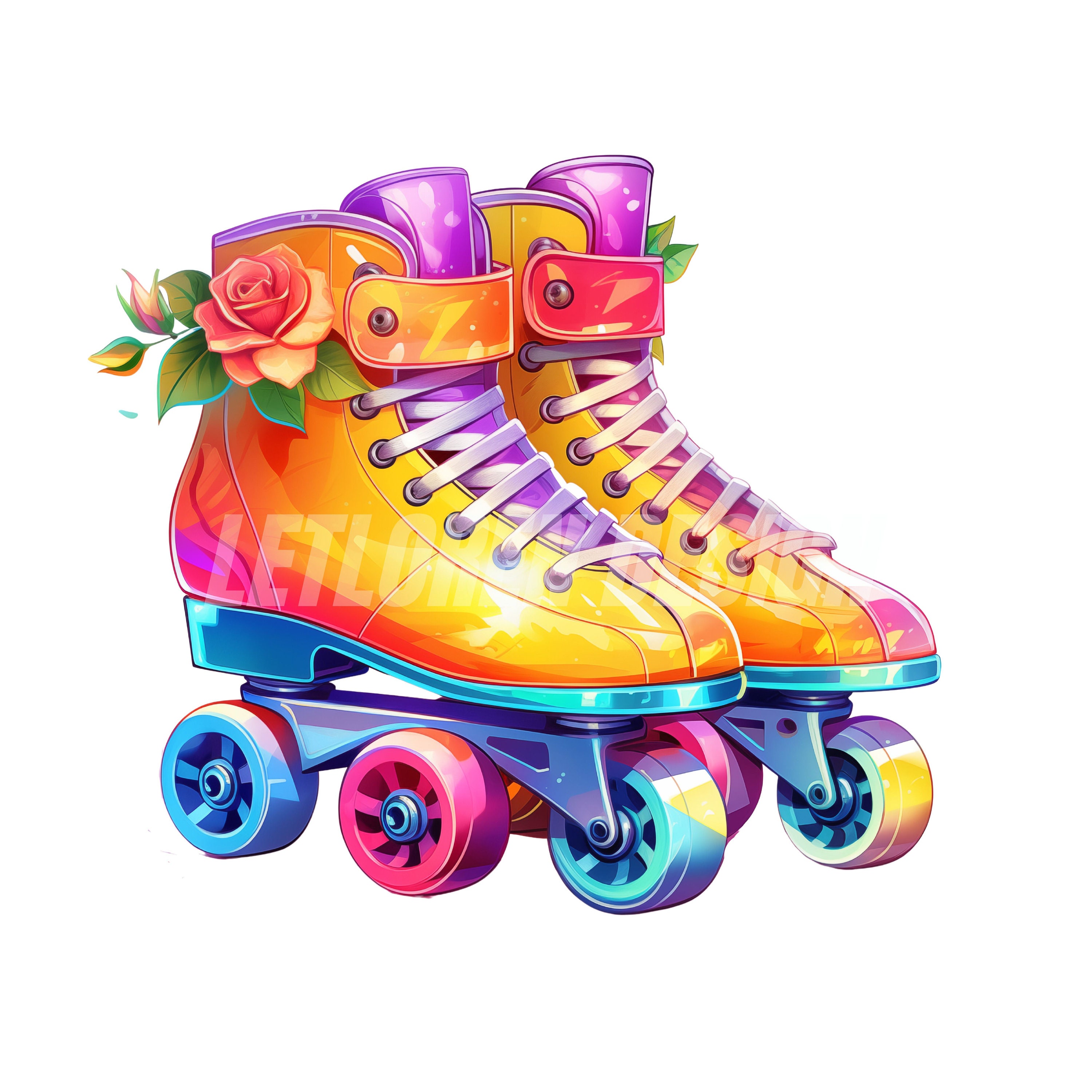Retro Roller Skate Clipart Bundle 10 High Quality Pngs Digital ...