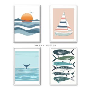 10 Ocean Theme Posters - Coastal Beach House Decor, Nursery Wall Art ...