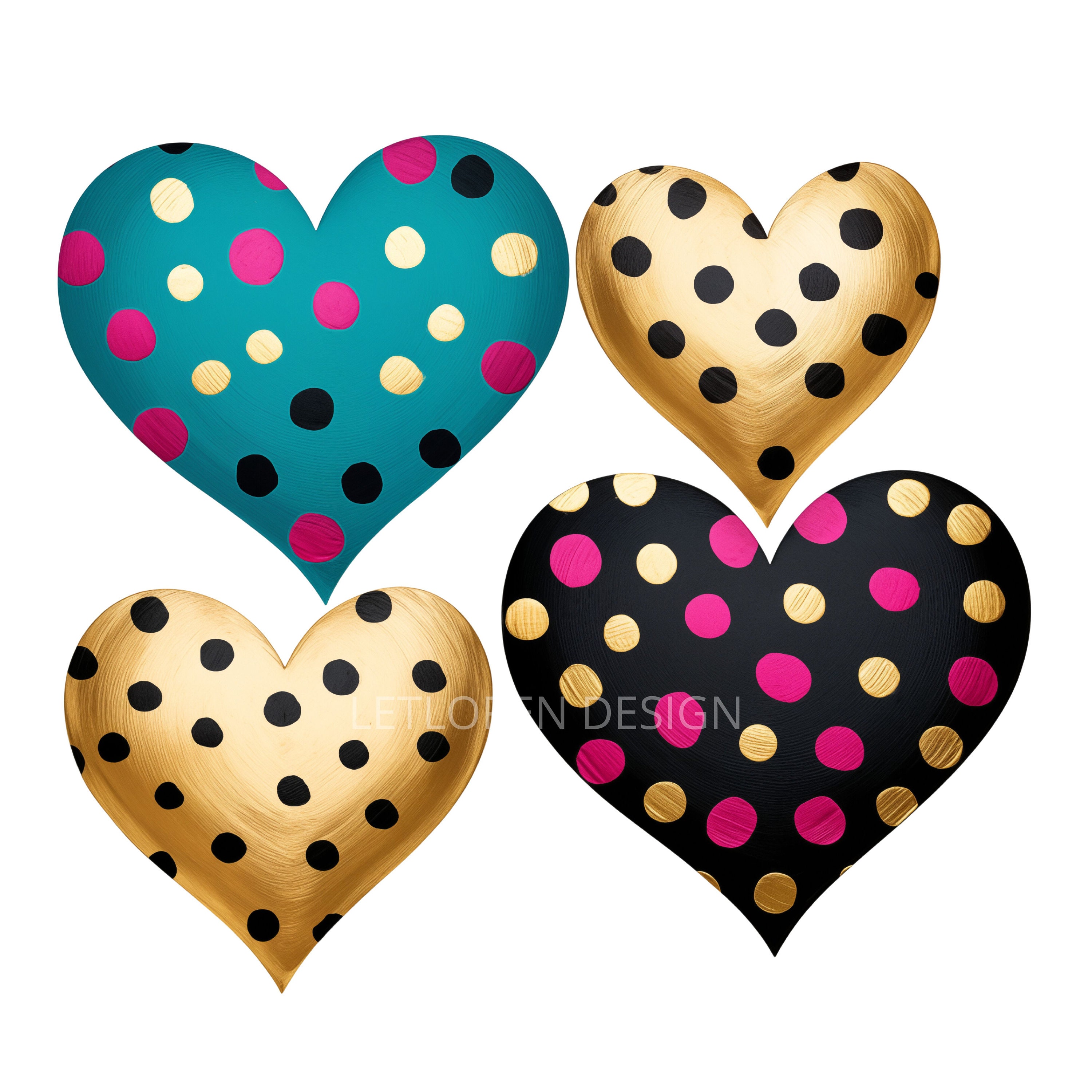 Watercolor Hearts, Clipart Hearts, Valentine Clipart, Love Clipart ...