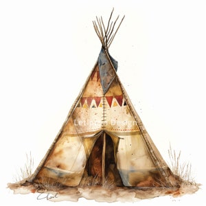 Native American Indian Tent Clipart, Boho Clipart, Printable Watercolor ...