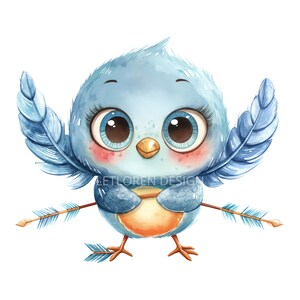 19 Cute Blue Birds Clipart, Funny Birds, Digital Clipart, Watercolor ...