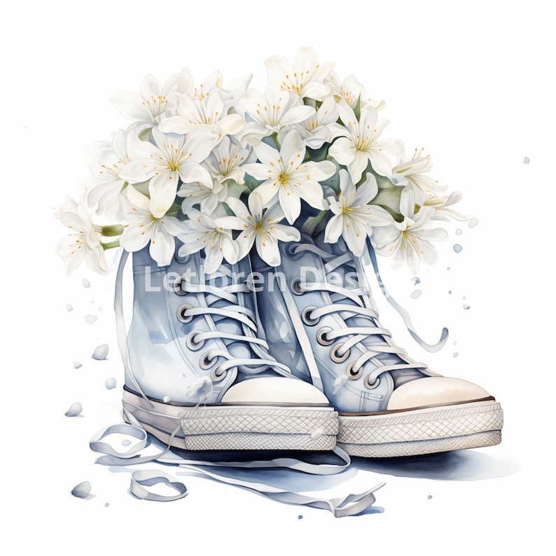Converse Clipart, 10 Chuck All Star Sneakers, Watercolor Trainers ...