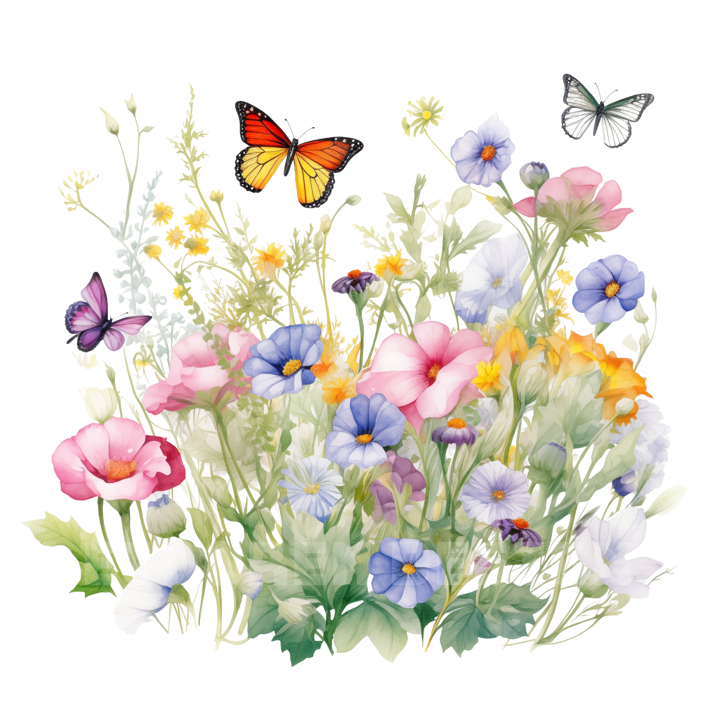 Watercolor Wildflowers PNG, Wildflower Clipart, Watercolor Flowers Png ...