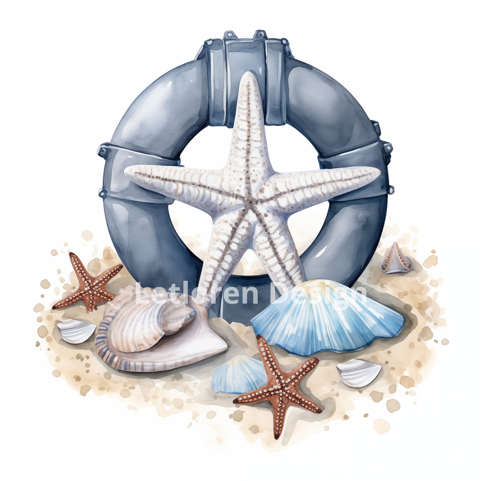 Watercolor Life Preserver Clipart, Set of Life Preserver, 10 High ...