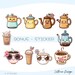 48 Kawaii - Retro Coffee Cups Clipart Bundle | Adorable Coffee Mug and ...