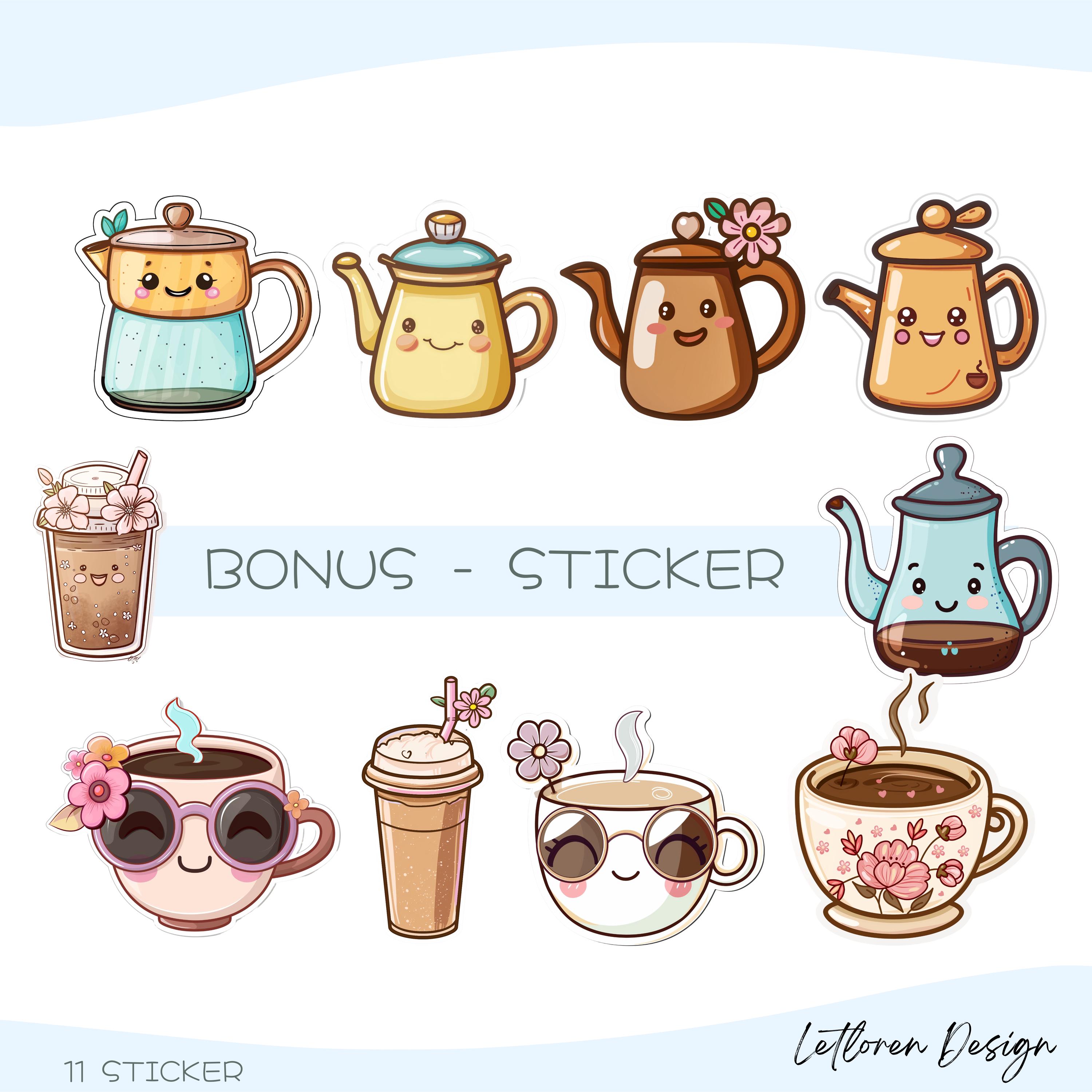 48 Kawaii - Retro Coffee Cups Clipart Bundle | Adorable Coffee Mug and ...