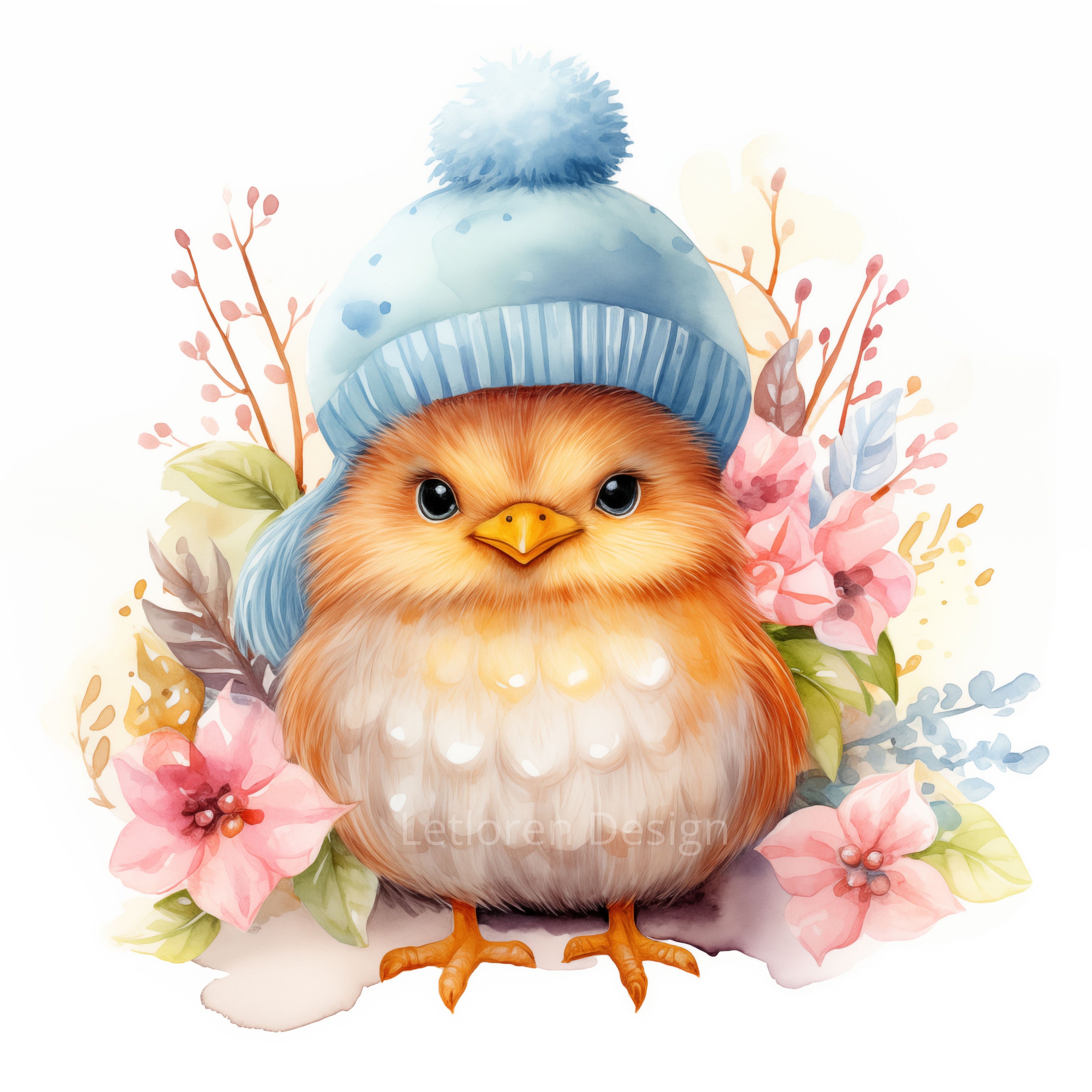 12 Birds Hat Clipart, Winter Bird, Printable Watercolor Clipart, High ...