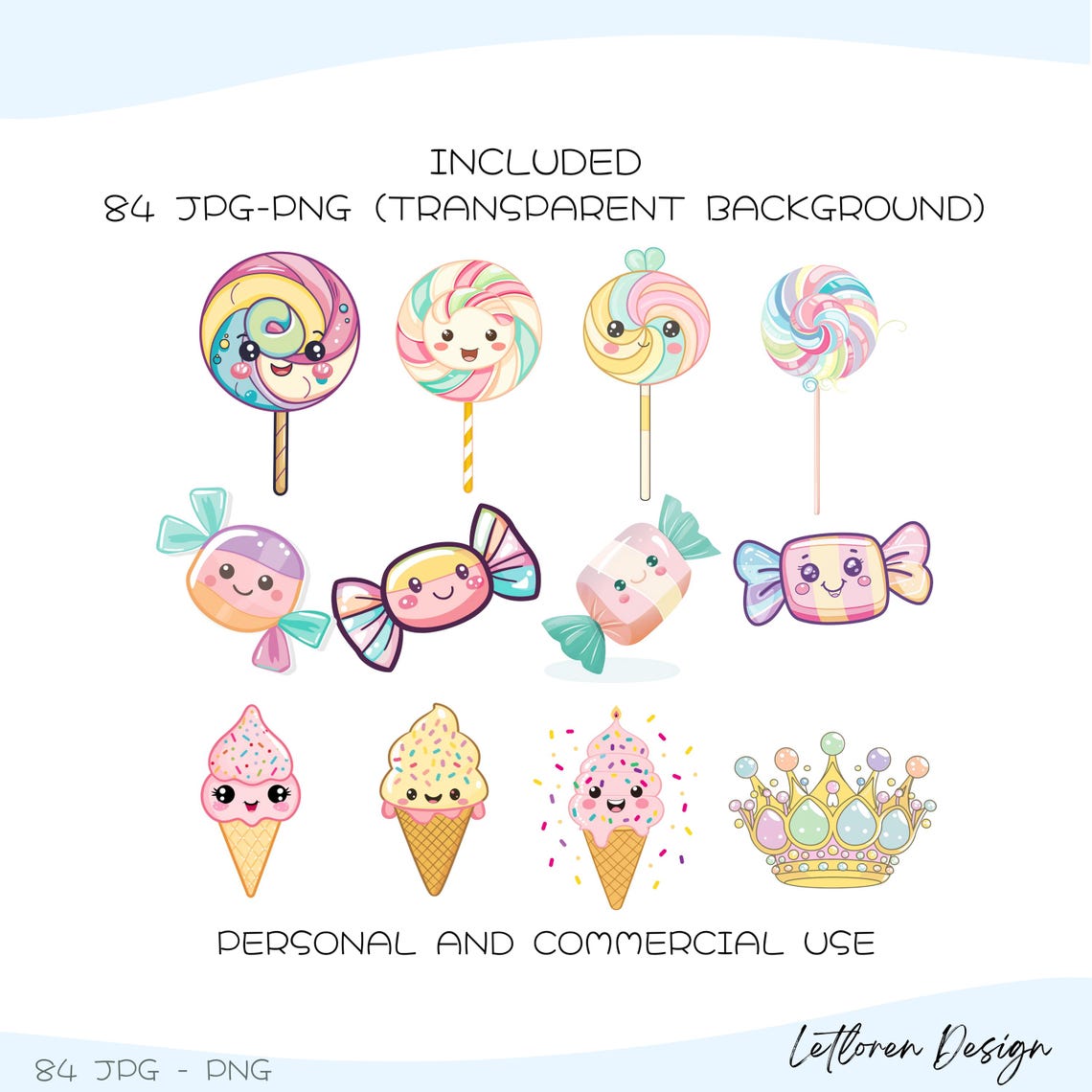 84 Kawaii Birthday Clipart Bundle | Cute Balloons, Confetti, Cakes, and ...