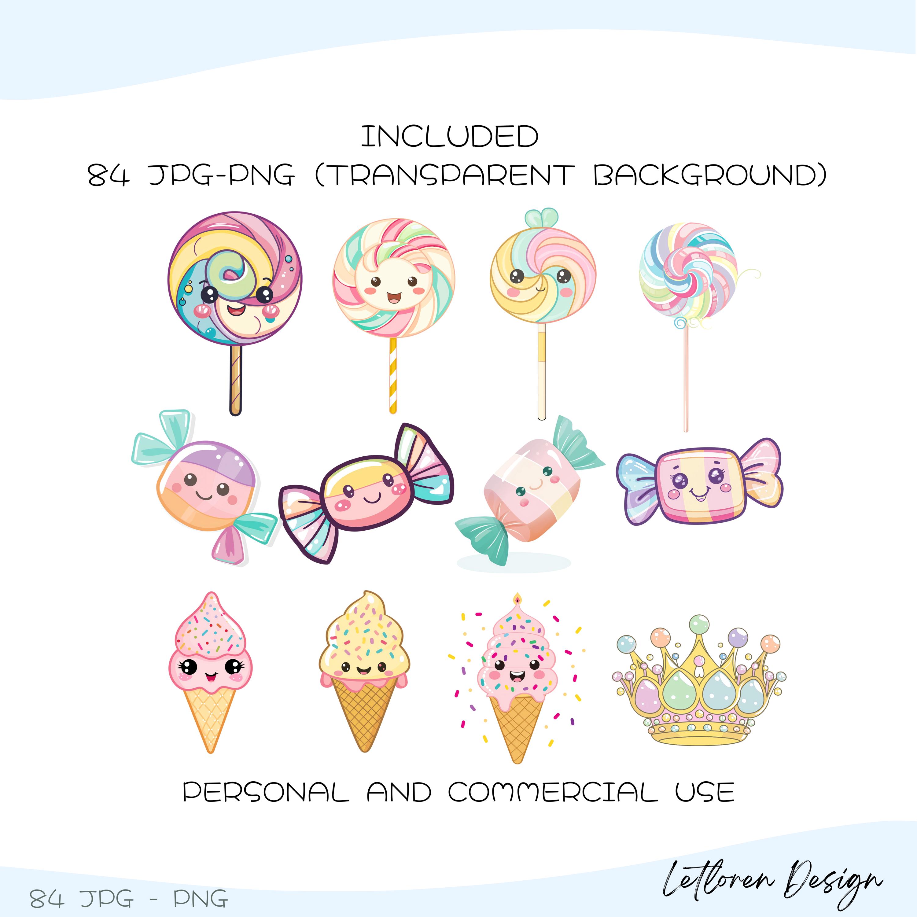 84 Kawaii Birthday Clipart Bundle | Cute Balloons, Confetti, Cakes, and ...