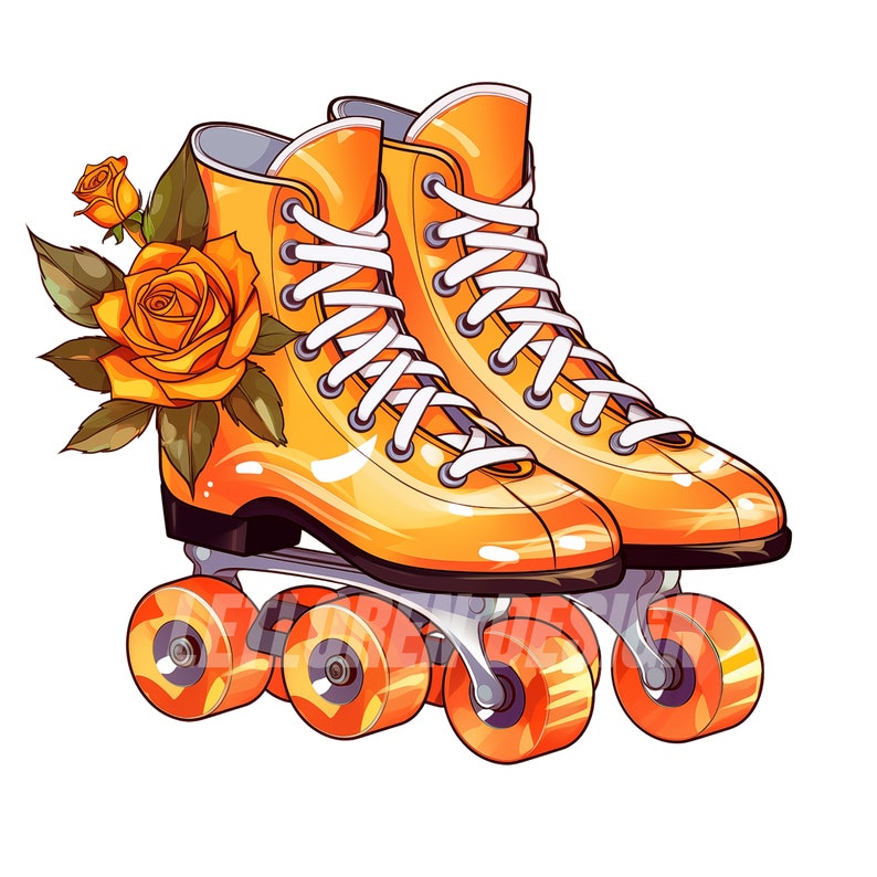 Retro Roller Skate Clipart Bundle - 10 High Quality Pngs - Digital ...
