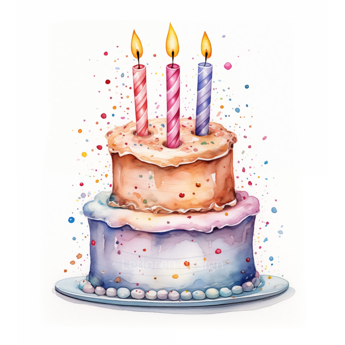 Pastel Birthday Cake Clipart Bundle, 10 High Quality JPG, Pastel ...