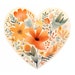 Watercolor Heart Flowers Clipart, 12 High Quality Heart Flowers Jpgs ...